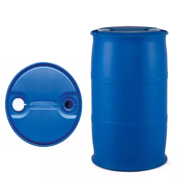 Empty Plastic Drum 220 Liters HDPE Packaging Barrels Blue Water Storage ...