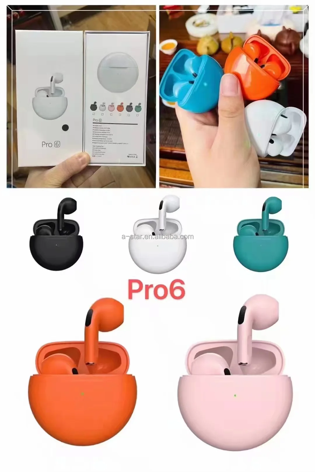 2024 Pro6 Mini TWS Wireless Earbuds - Sport In-Ear Headphones with ...