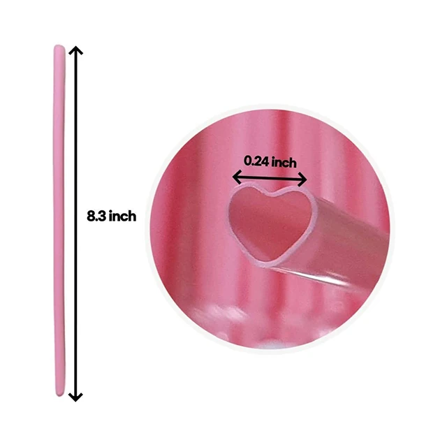 Heart Shaped Pink Straw Disposable Drinking Straw For Kids For Home ...