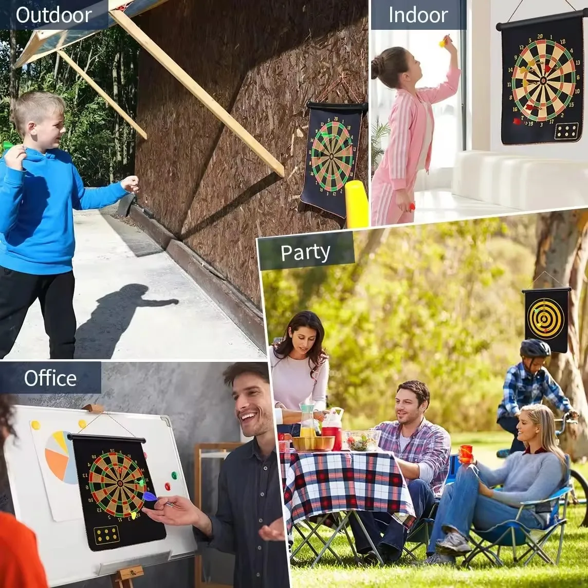 Custom Children's Roll-Up Magnetic Dartboard with 4 Colorful Darts Eco ...