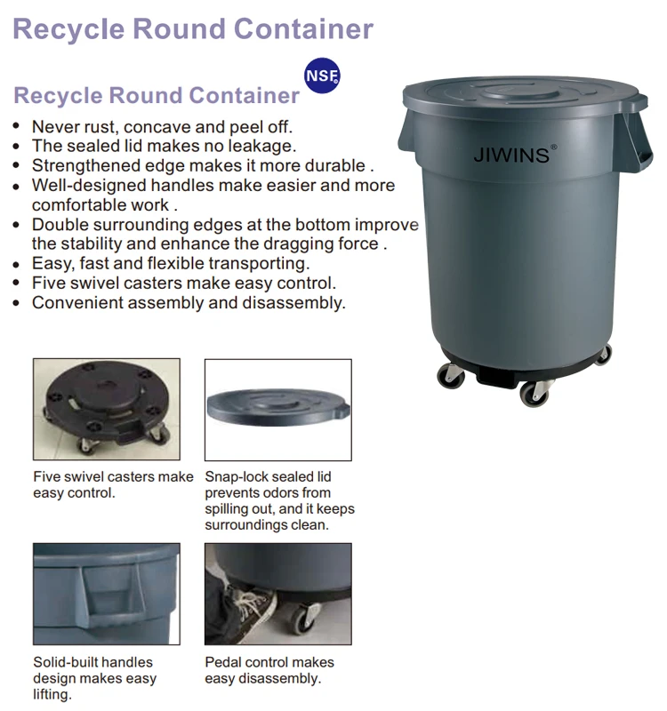 Factory Wholesale Commercial Plastic Round Waste Storage Bucket 76L ...