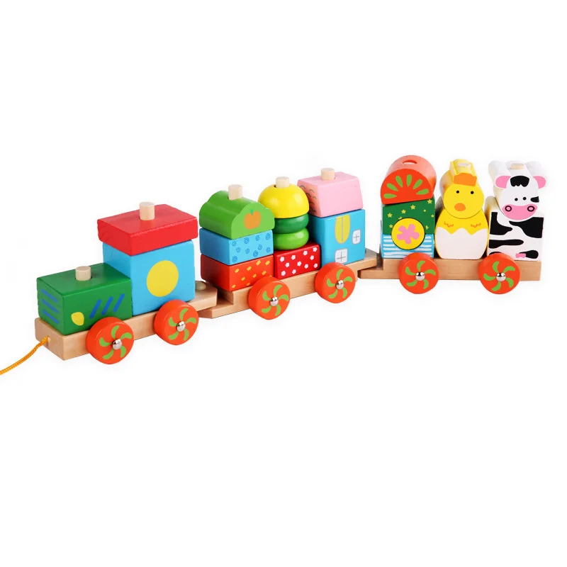 Wooden Disassembly And Assembly Multi-functional Drag Train Children's ...