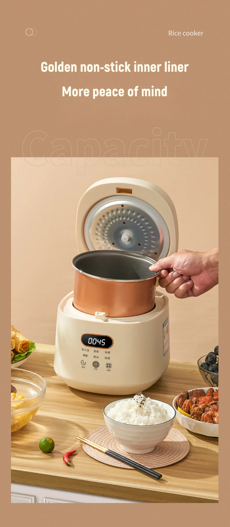 2l Mini Household Liter Mini Multi-function Rice Cooker 1~2 People ...