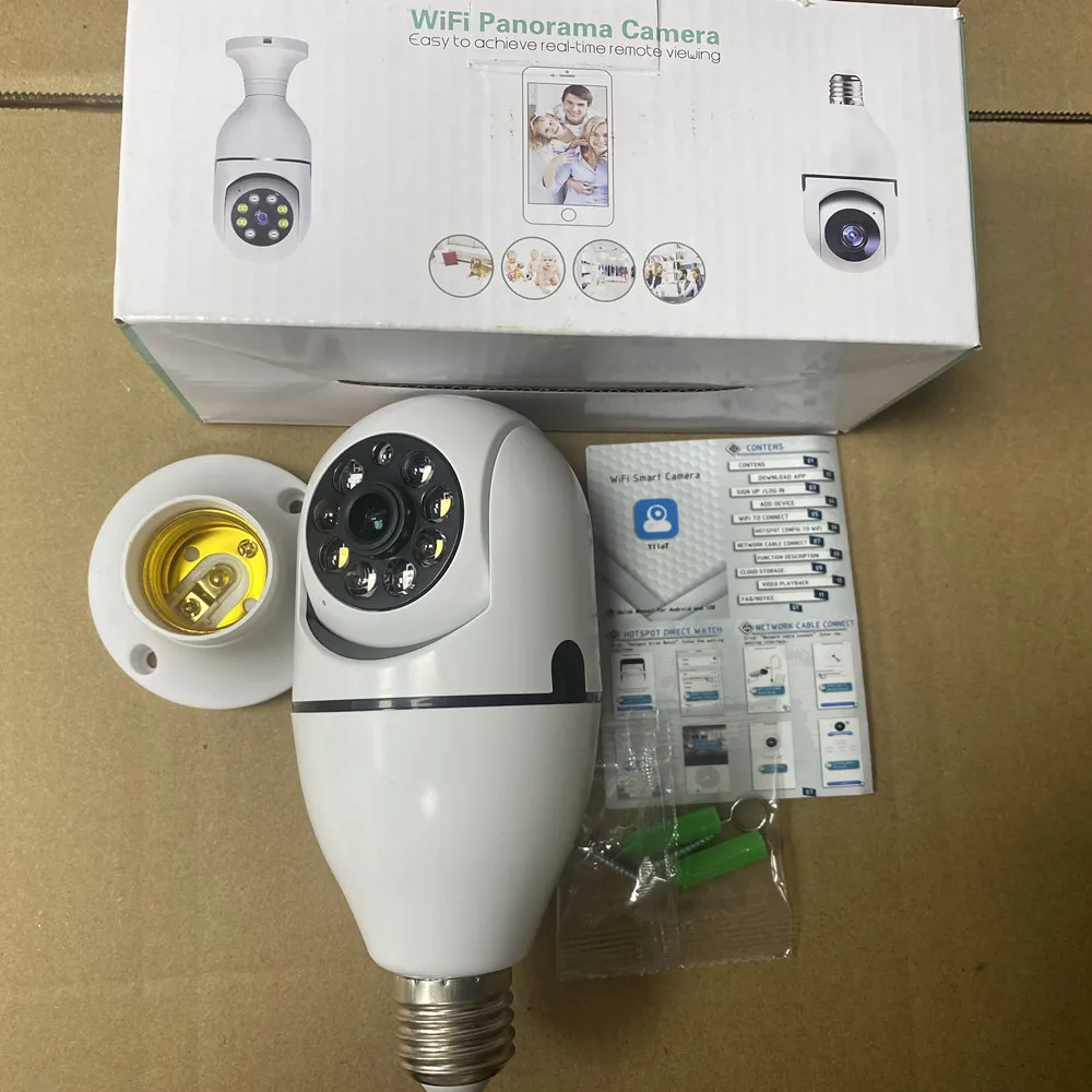 E27 Cctv Wireless Wifi Light Bulb Security Ptz 360 Degree Surveillance ...