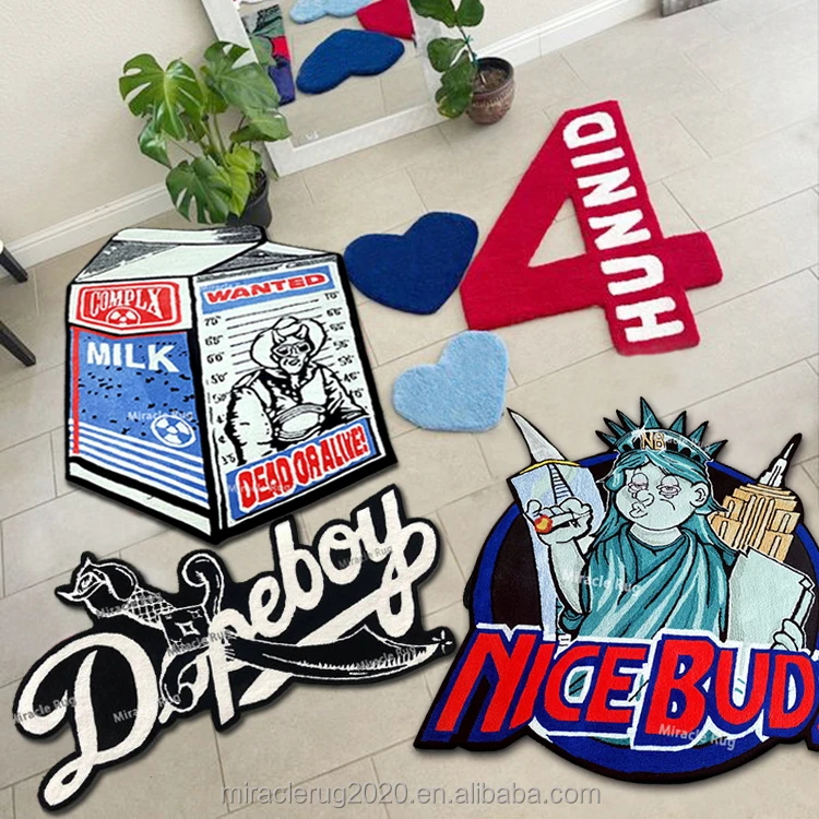 Custom Hand Tufted Center Sublimation LOGO Rug for Living Room