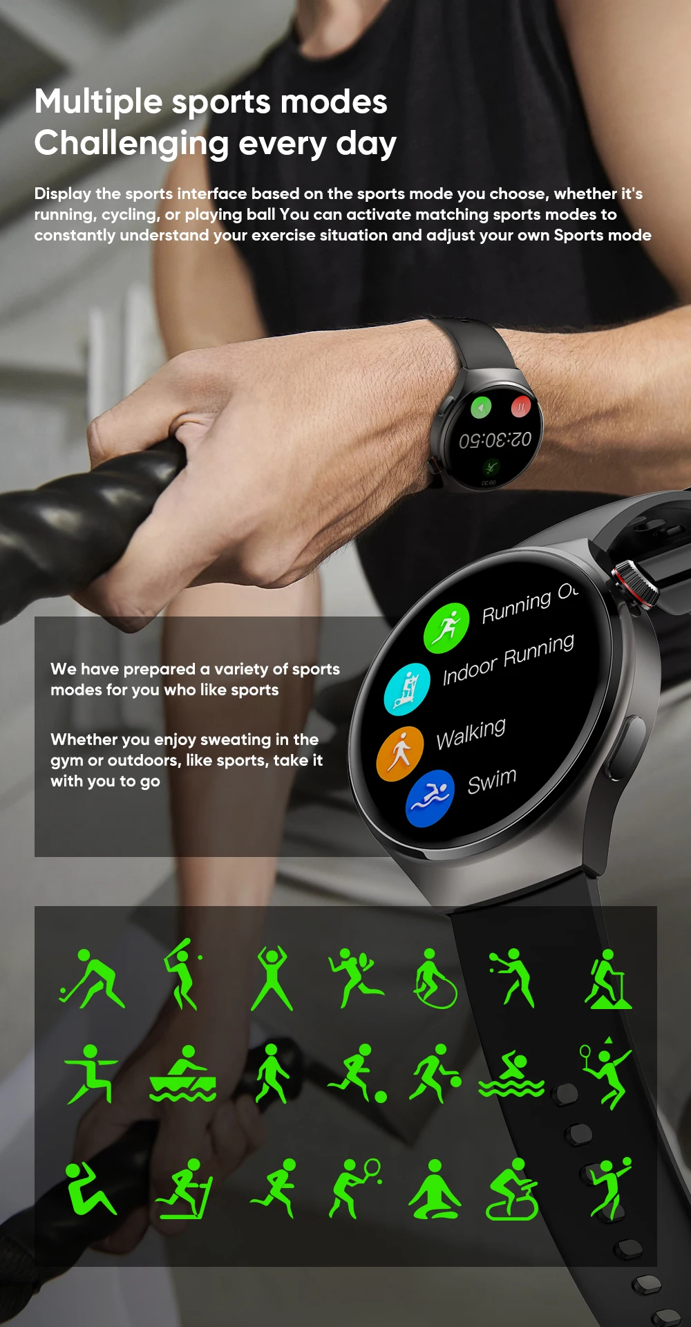 SENBONO MT26 Stainless Steel Smart Watch - AMOLED Screen