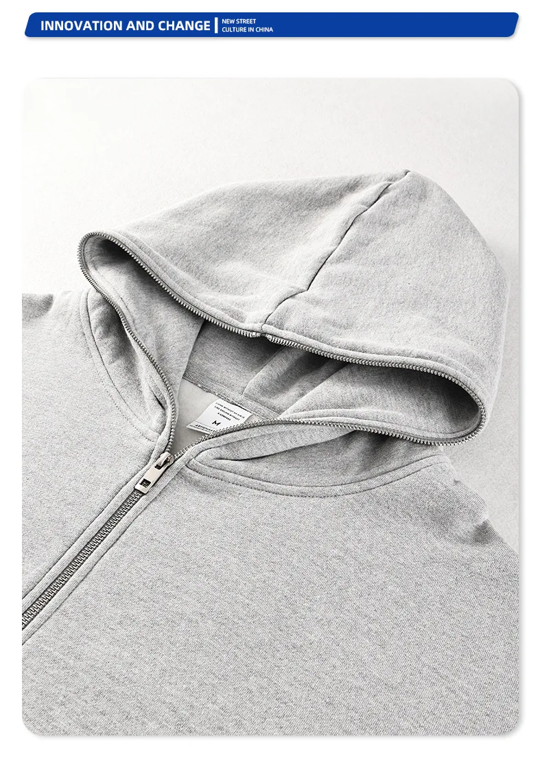 3D Puff Print Full Zip up Hoodie Manufacturer - Heavyweight French Terry