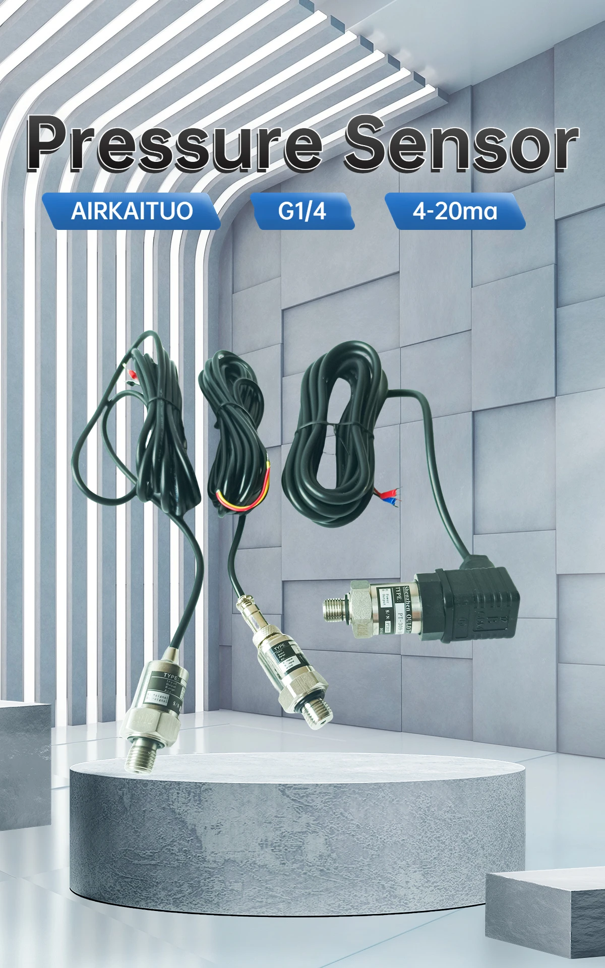 Air Compressor Pressure Sensor Transmitter 4-20ma 0-1.6mpa Waterproof ...