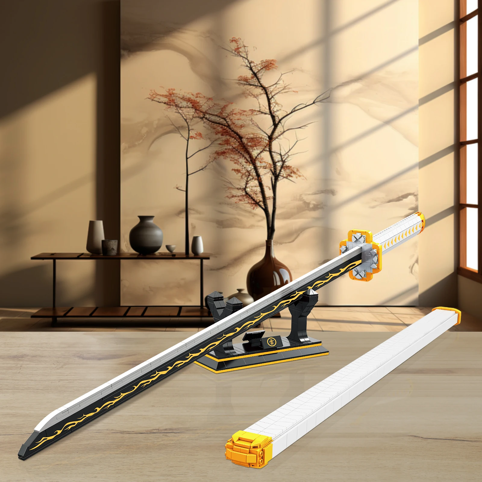 Anime Cosplay Demon Sword Building Blocks with Scabbard and Stand ...