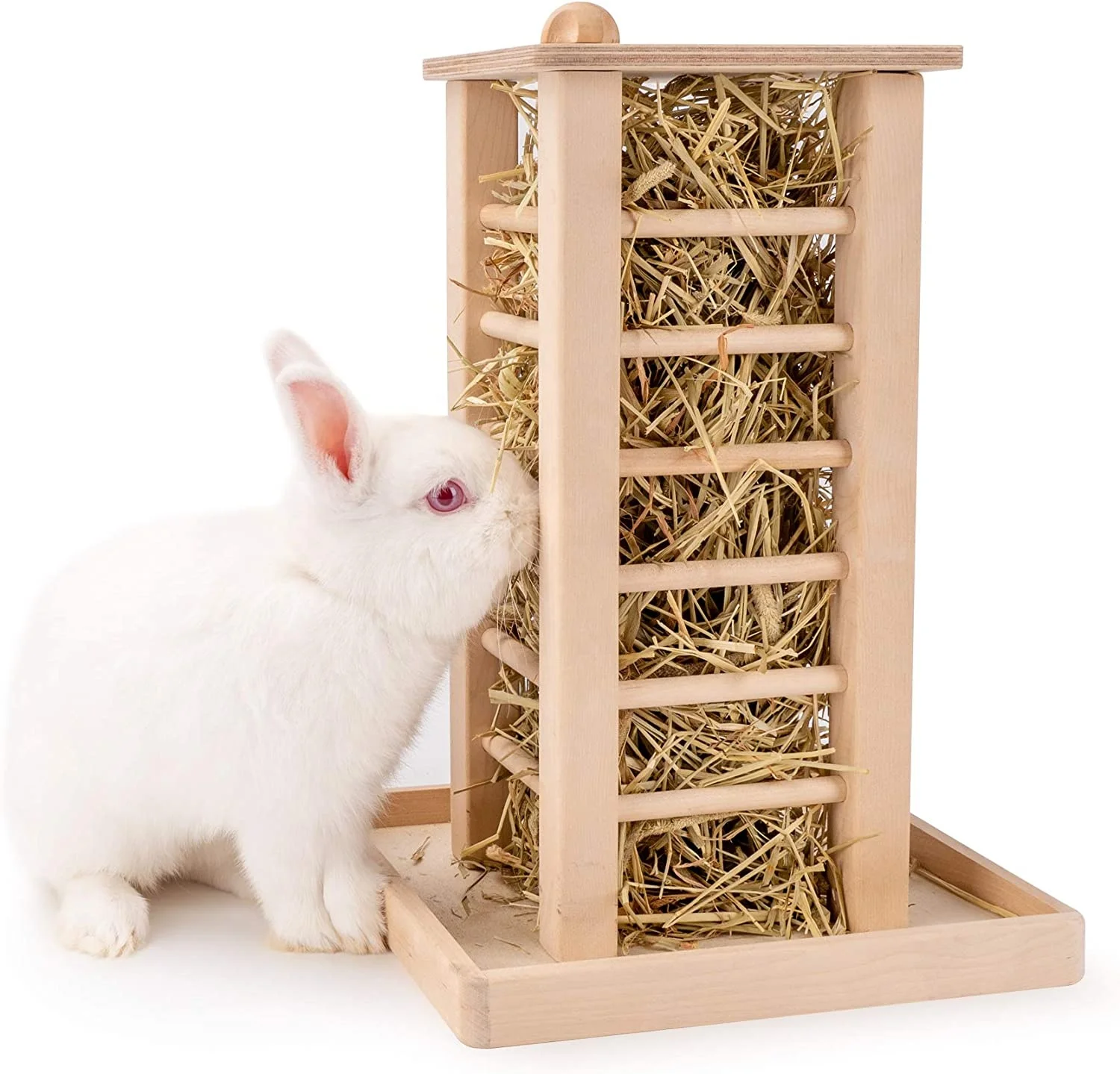 Small Animals Cage Accessories Hay Feeder Less Wasted Wooden Food ...