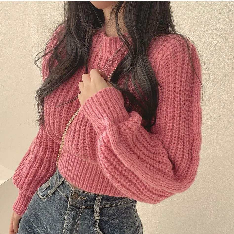 Preppy Women's Sweaters Round Neck Gentle Ladies' Sweaters Loose ...