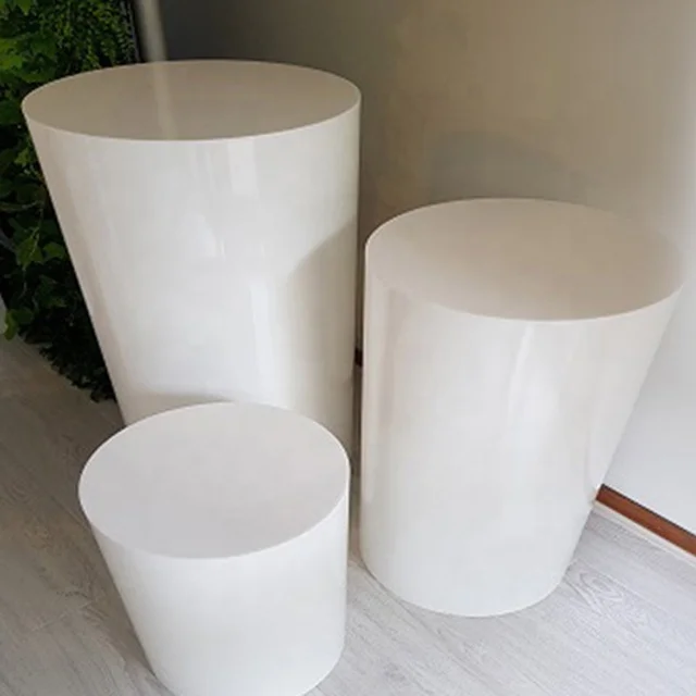 Wholesale Big Acrylic Round Cylinder Plinth White Acrylic Display ...