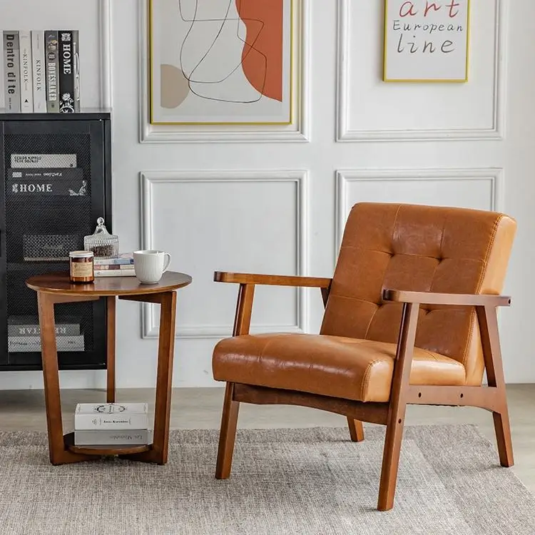 Wuye Wholesale Pu Small Size Living Room Solid Wood Accent Chair Arm ...