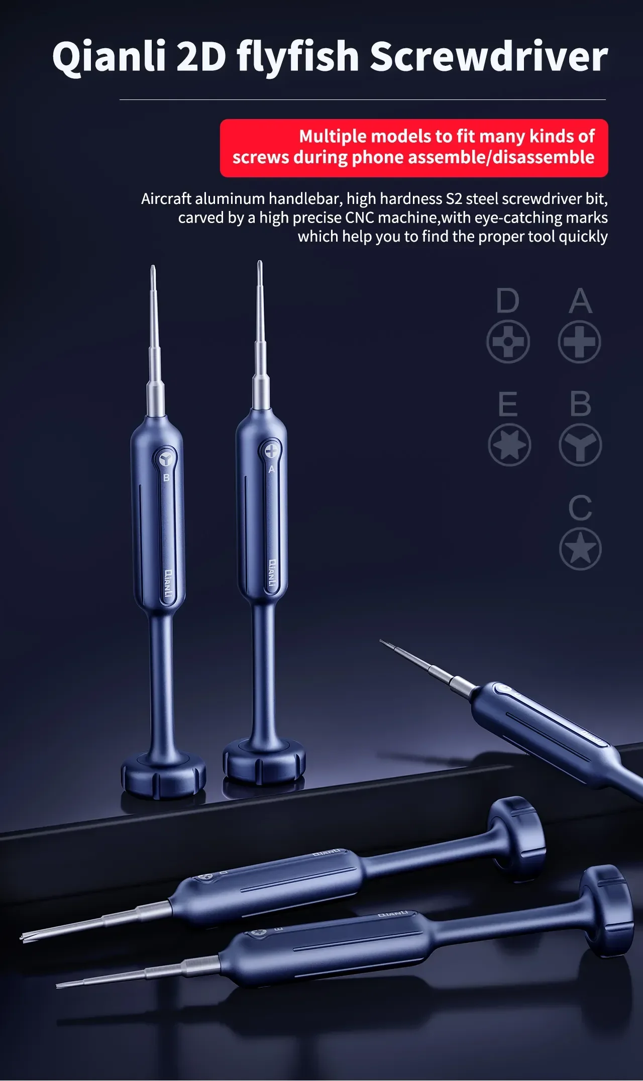 Qianli New Magnetic 2d Flyfish Screwdriver Set Aluminium Alloy Highly ...