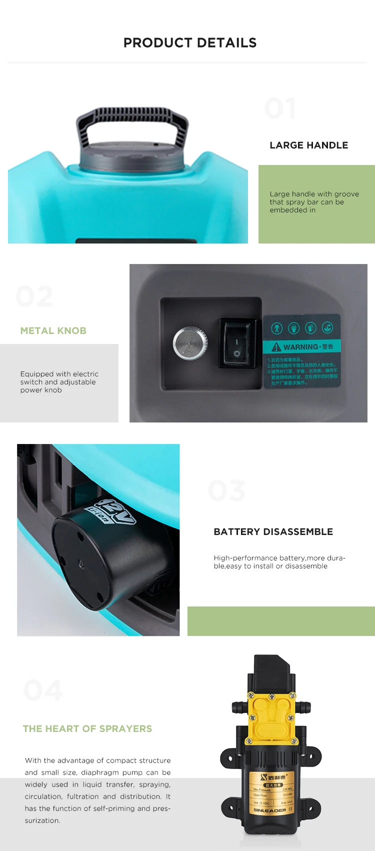 Sinleader Electric Knapsack Sprayer 16l Litre Motorized Knapsack ...