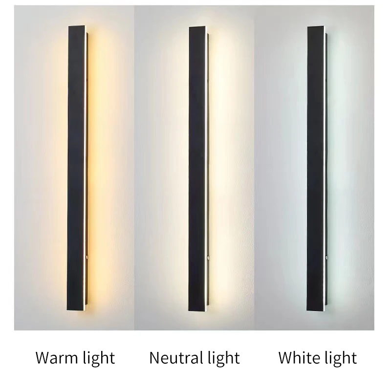 24W Modern Design Long Strip Shape Black Outdoor IP65 Wall Light ...