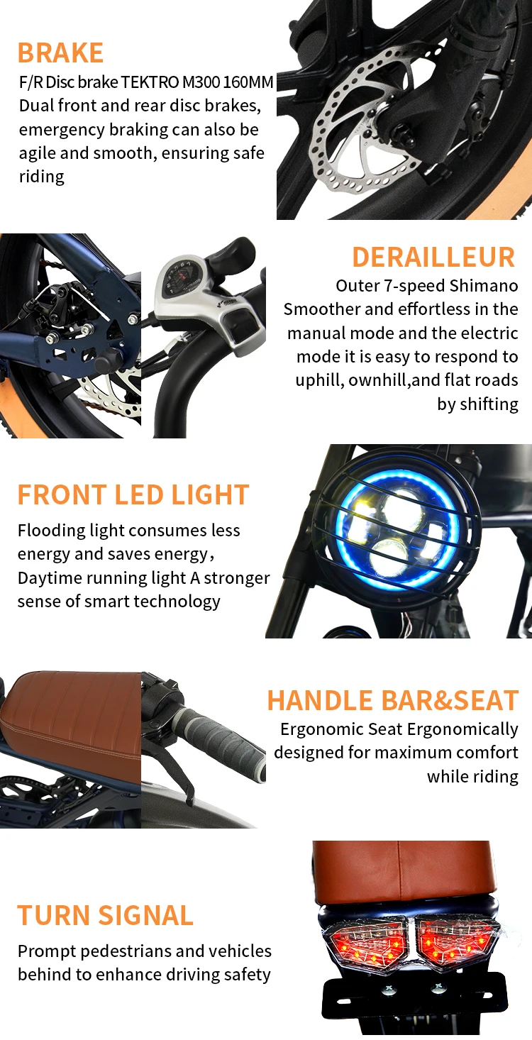 Steed Road E-Bike with Motor - 20 Inch Tail Light & Headlight