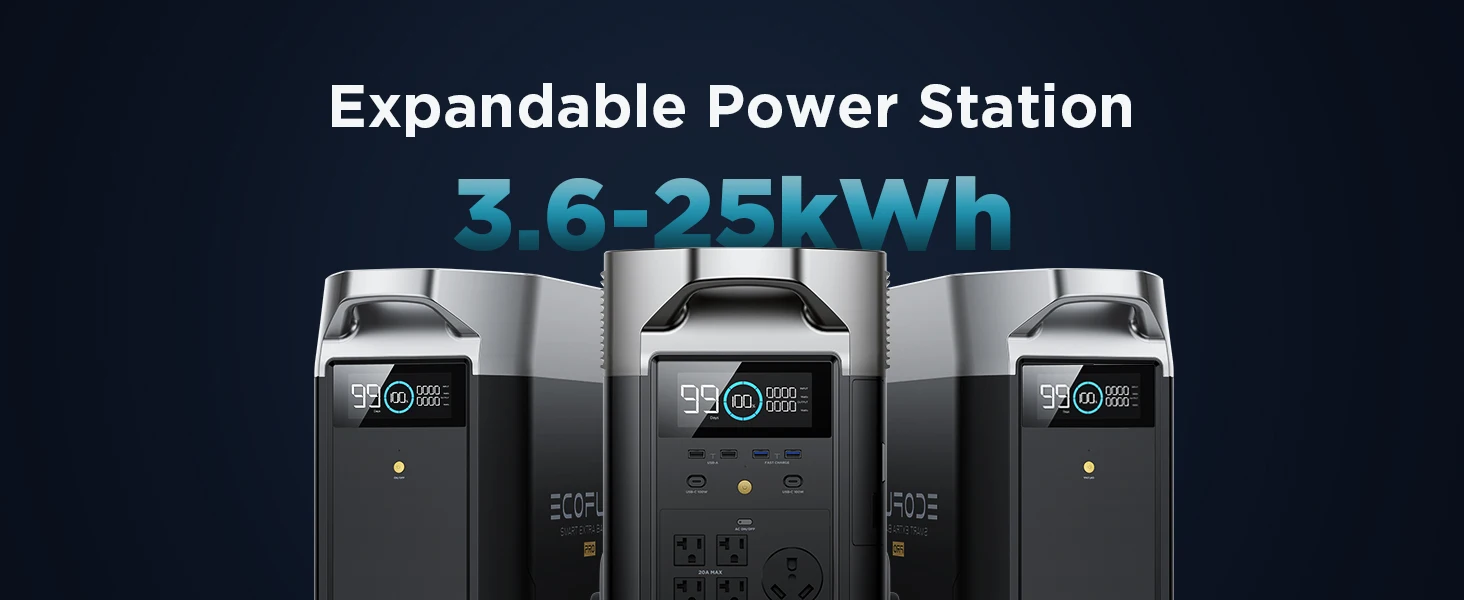 ECOFLOW DELTA Pro Solar Generator 3.6KWh/3600W With 400W Portable Solar ...