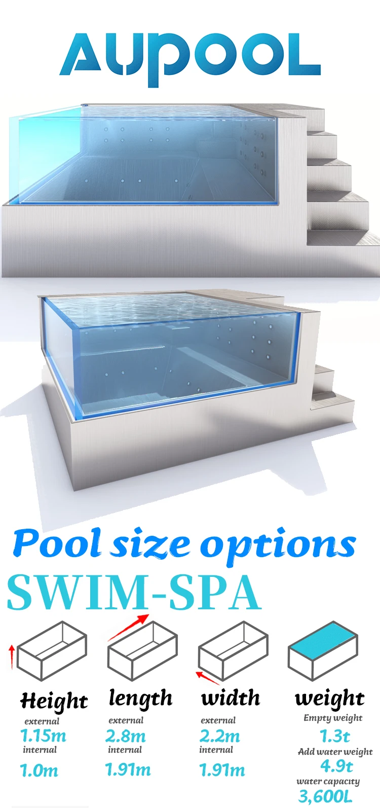 Endless Pool Shipping Container Swimming Pool Spa Piscinas Stainless ...