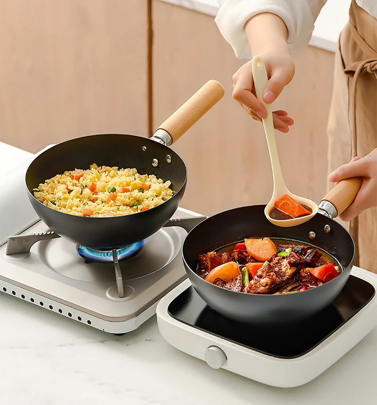 Traditional 20cm Small Iron Wok For One Person,Non-stick Uncoated ...