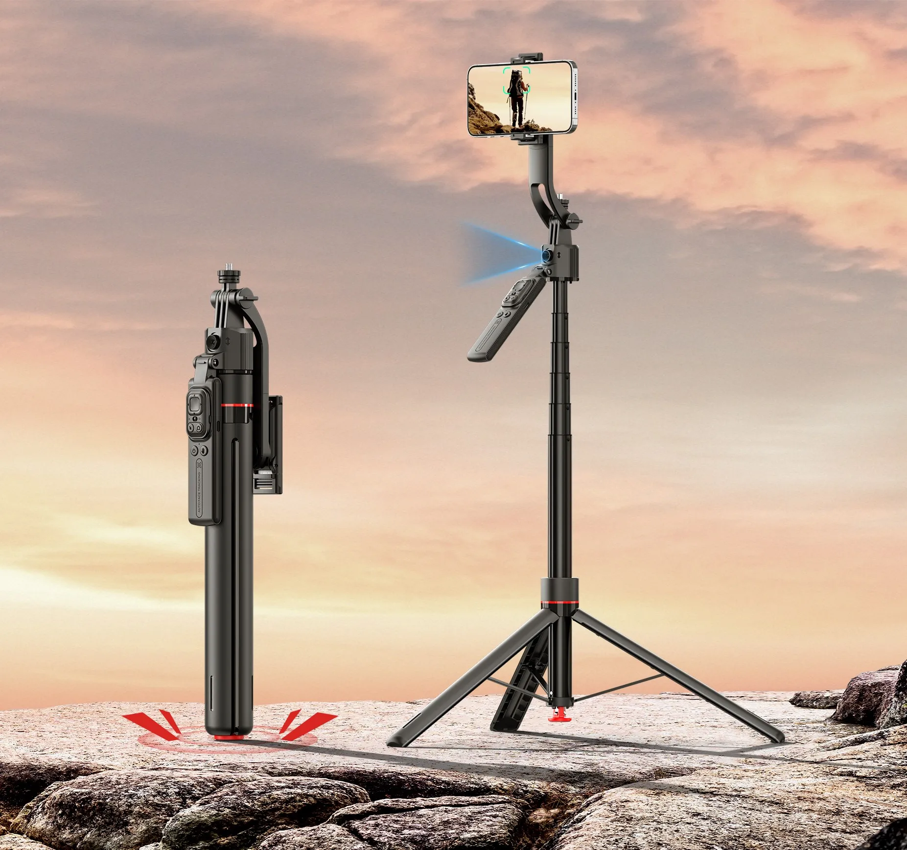 All-in-One Auto Pop Open AI Face Tracking Selfie Stick Stable Shooting ...