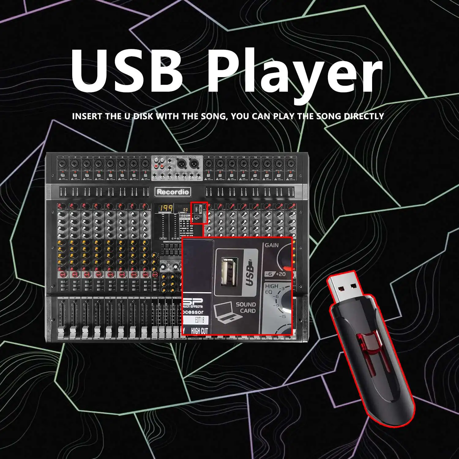 GAX-XM16 Mixing Console - Professional 16 Channel Mixer