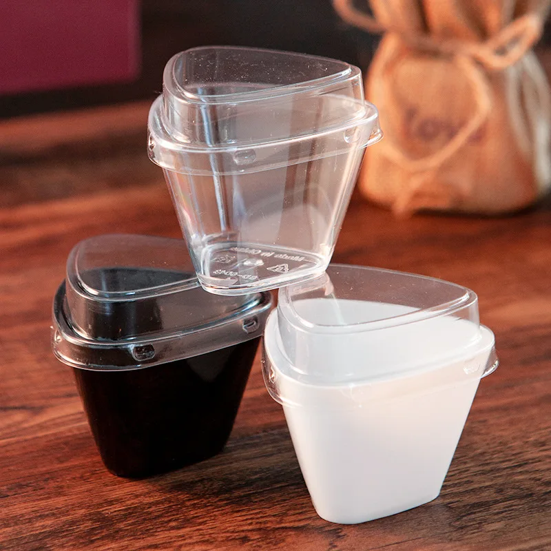 2oz Triangular Clear Plastic Cup Yogurt Pudding Mousse Cake Cup Fruit ...