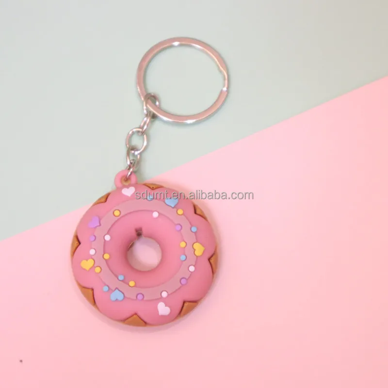 Cute Key Chain Creative Rubber Soft Pvc Donut Keychain Pendant Car Bags ...