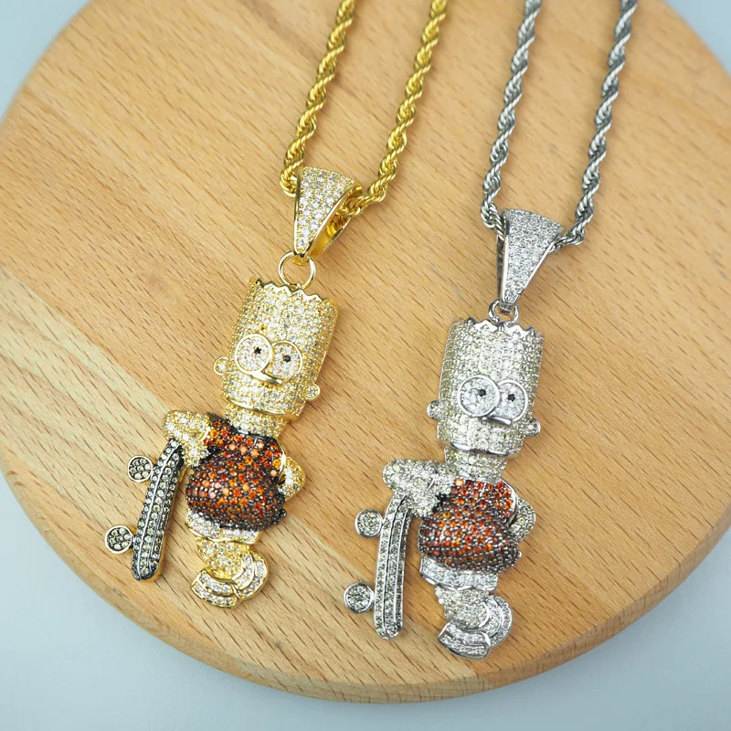 Cute Cartoon Figure Simpson Copper Made Gold Plated Pendant