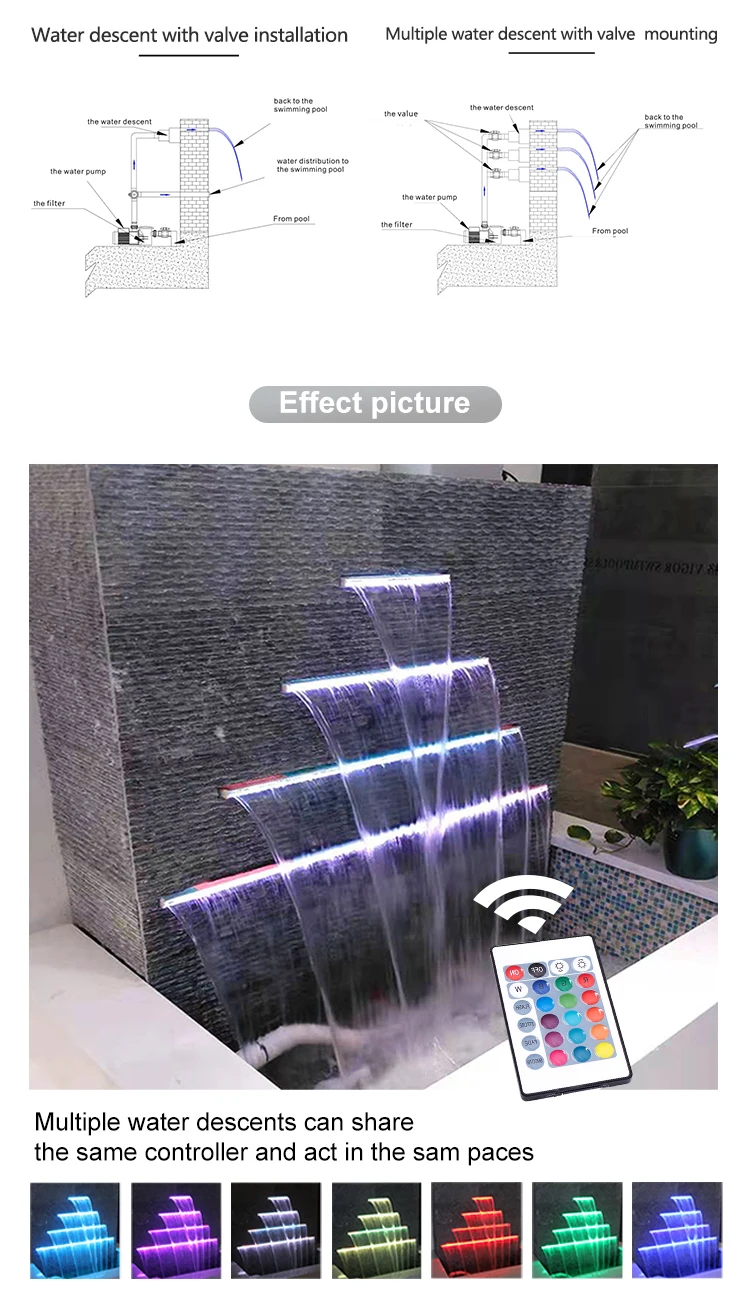 Acrylic Garden Wall Sheer Descent Indoor Water Outdoor Water Curtain ...