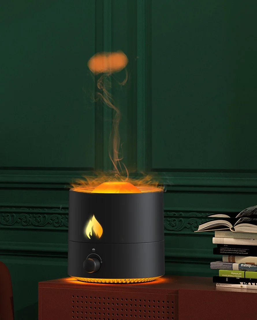 320ml Flame Light Diffuser Volcano Design Two Mode Ultrasonic Essential ...