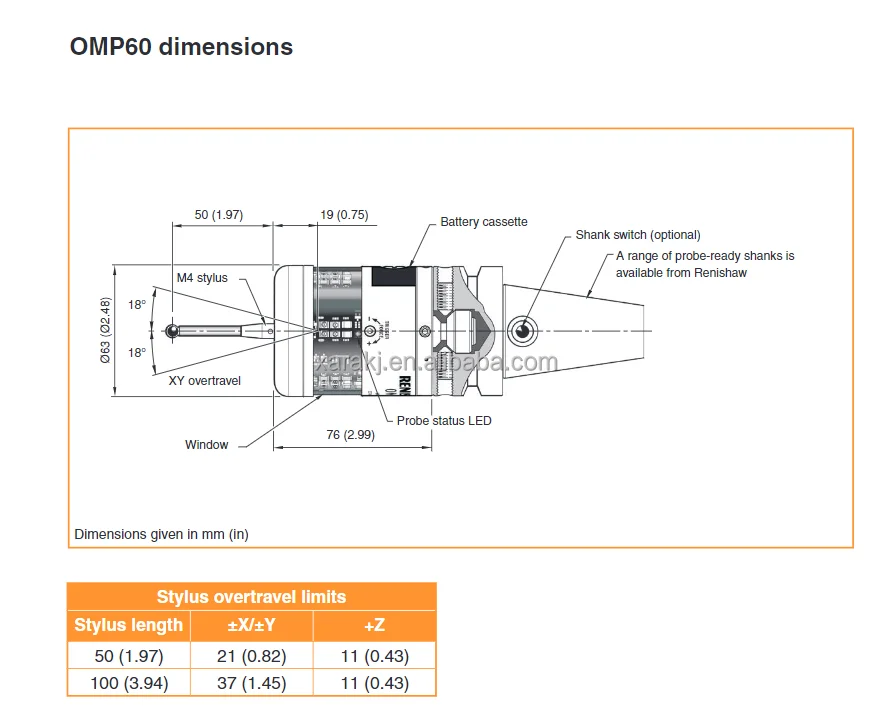 Renishaw Optical Machine Probe OMP60 KIT-OPT(LEG) A-4038-0001-17