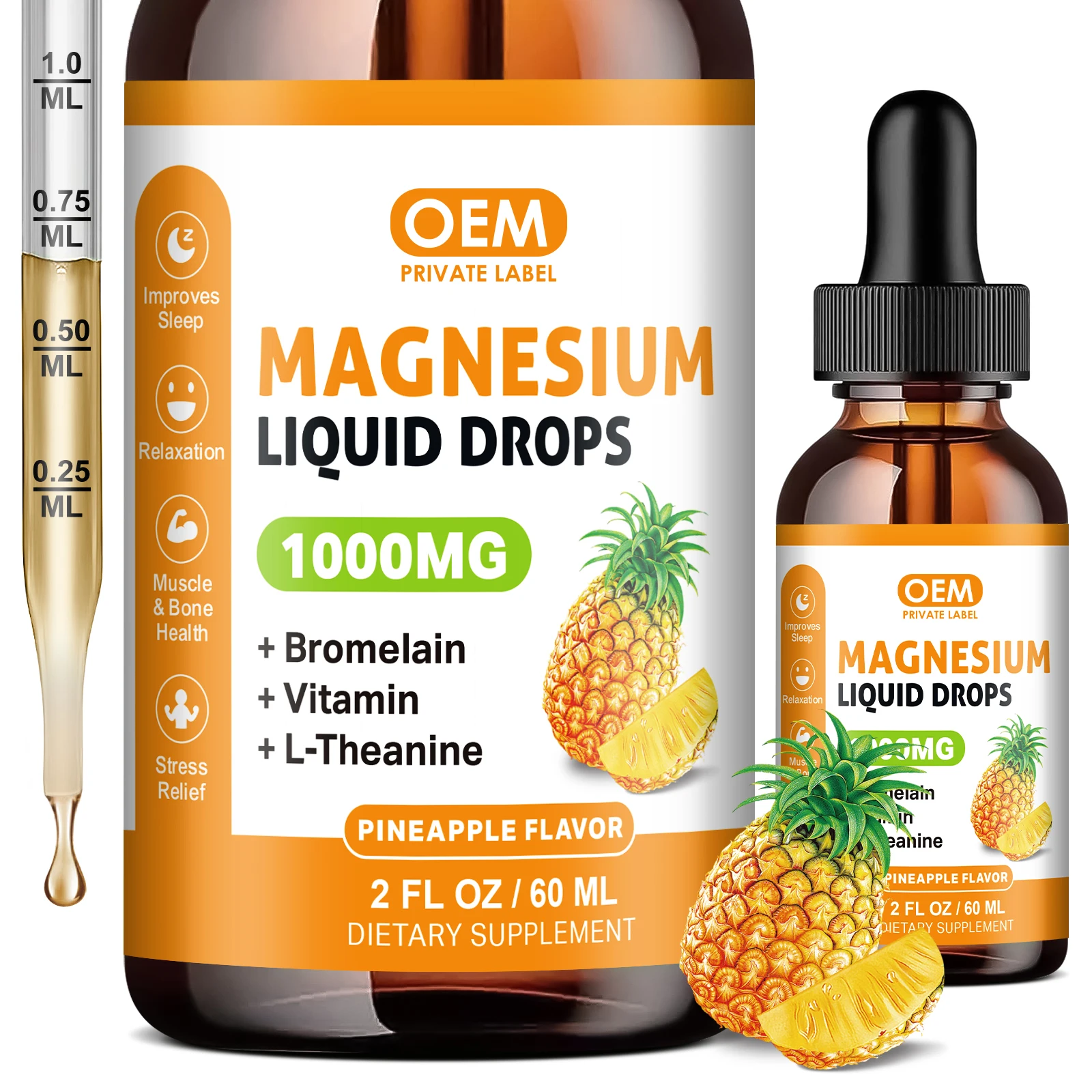 OEM Calm Drop Stress Relief Magnesium Drops Magnesium Glycinate Liquid ...
