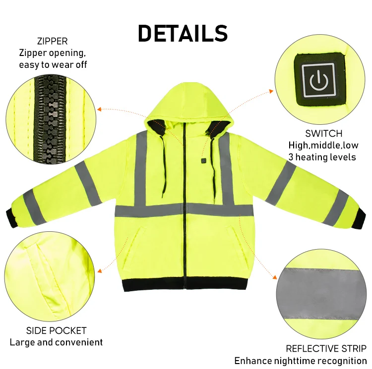 NEW Safety Smart Heat Reflective Jacket 5 Zone Heating 5V USB ...