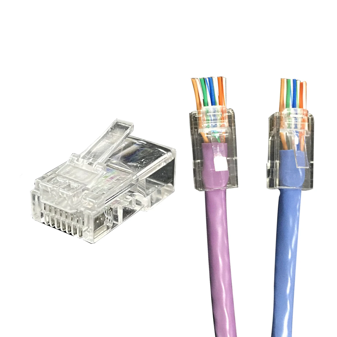 Cat5 Cat6 Rj45 Pass Through Plug Through Hole Connectors Ethernet ...