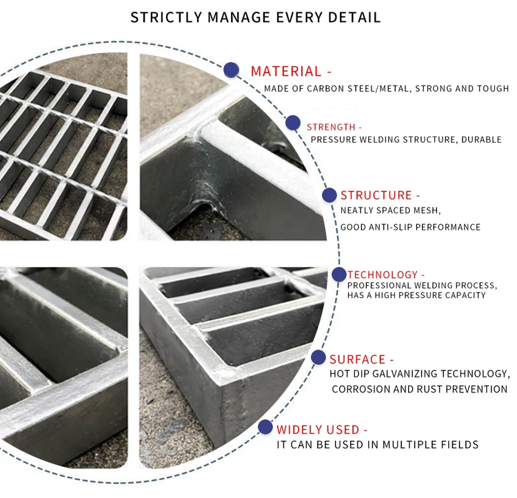 Galvanized Steel Stair Treads Grating Structural Platform Walkway And ...