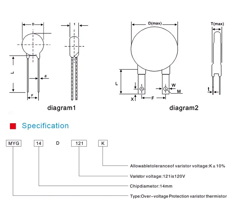 Metal Voltage Dependent Resistor Zov Varistor 10D471k - 470V Metal ...