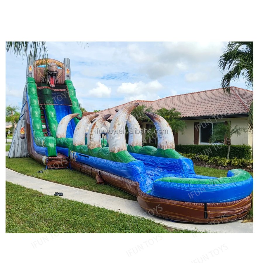 Jurassic Rush Slide with Slip and Slide Inflatable Bouncer Slide Combo ...