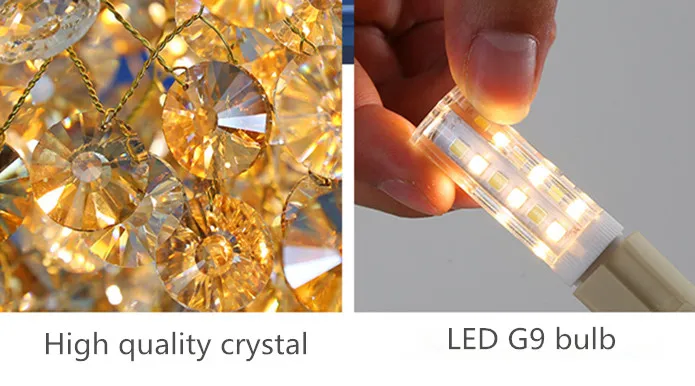 Modern Led G9 Bulb Gold Color Long Shape L120cm Luxury K9 Crystal ...