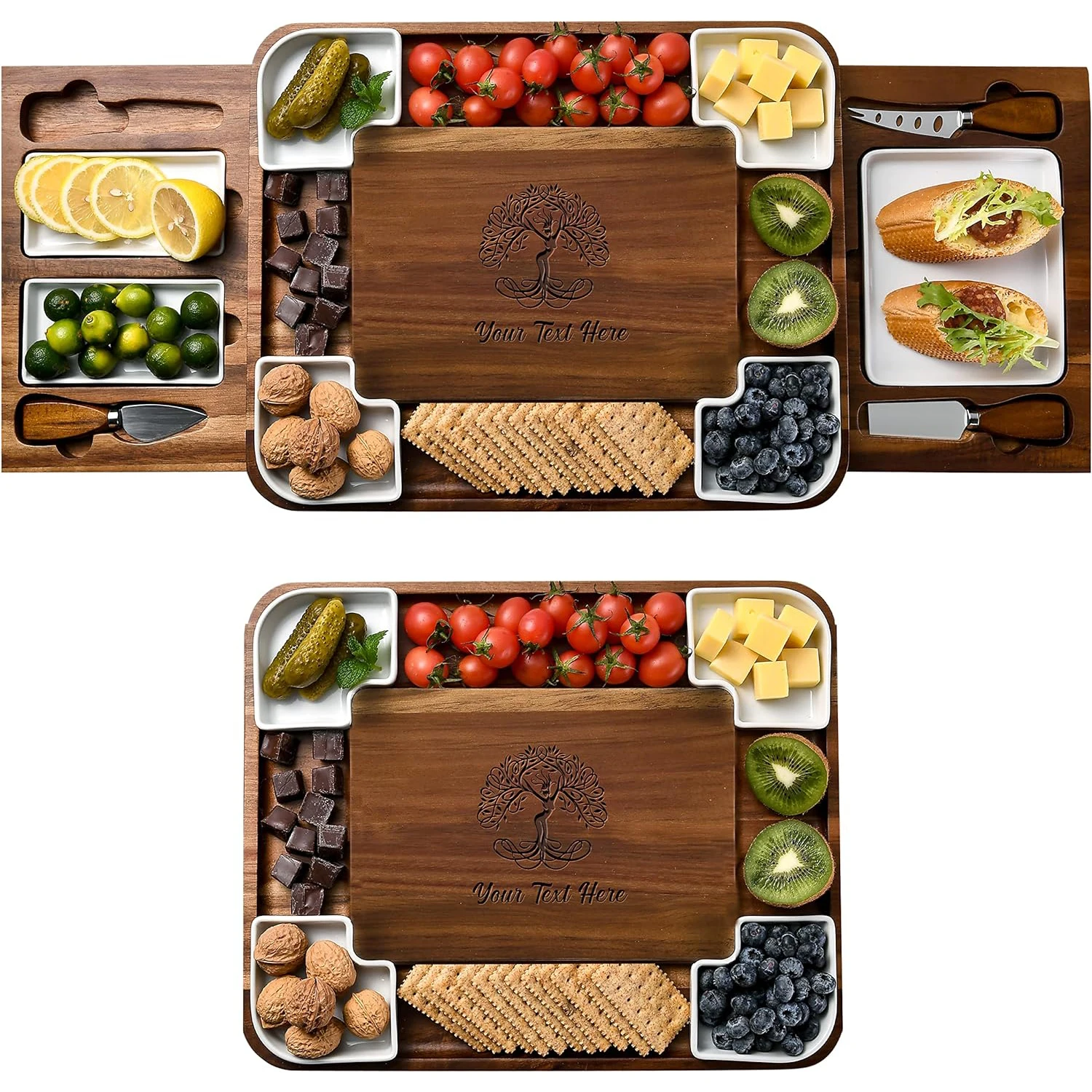 Acacia Wood Cheese Board Set Charcuterie Set Cheese Platter With ...