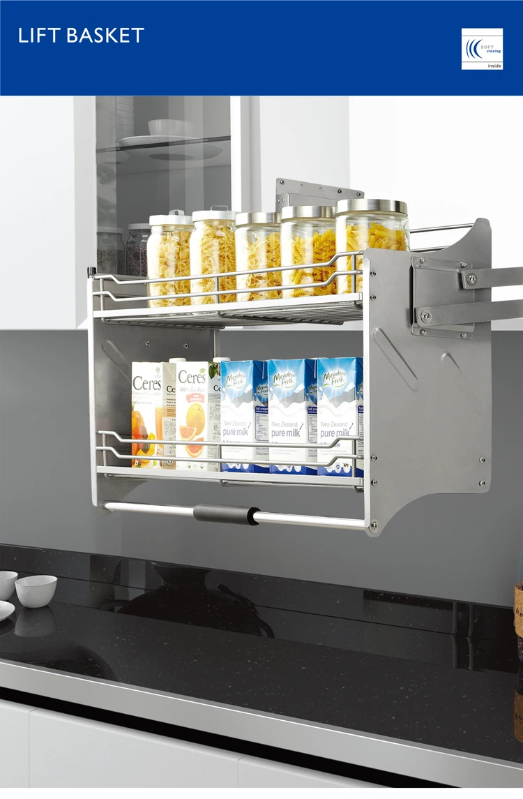 Unihopper Organization Kitchen Storage Cabinet Hardware Pull Down Lift Basket Elevator With Soft ...