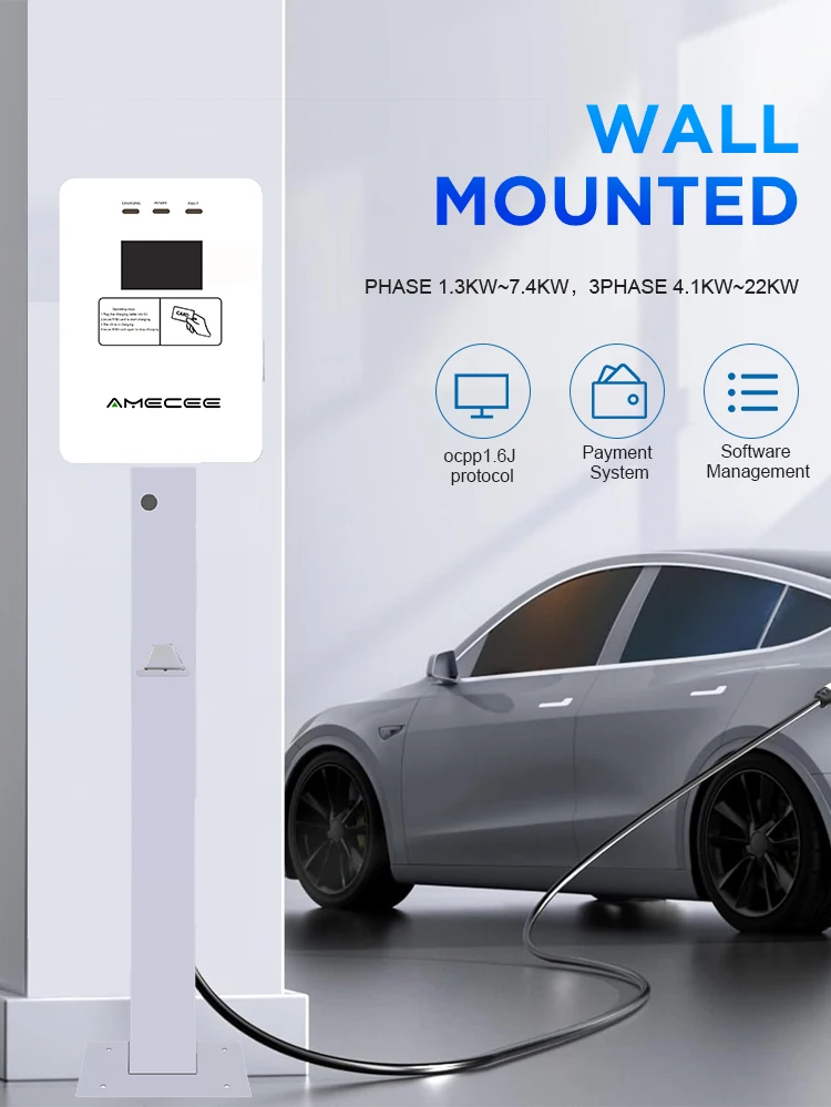 Amecee Ocpp Ev Charger Wallbox 11kw Type 2 380v 3phase Rfid Card 4g ...