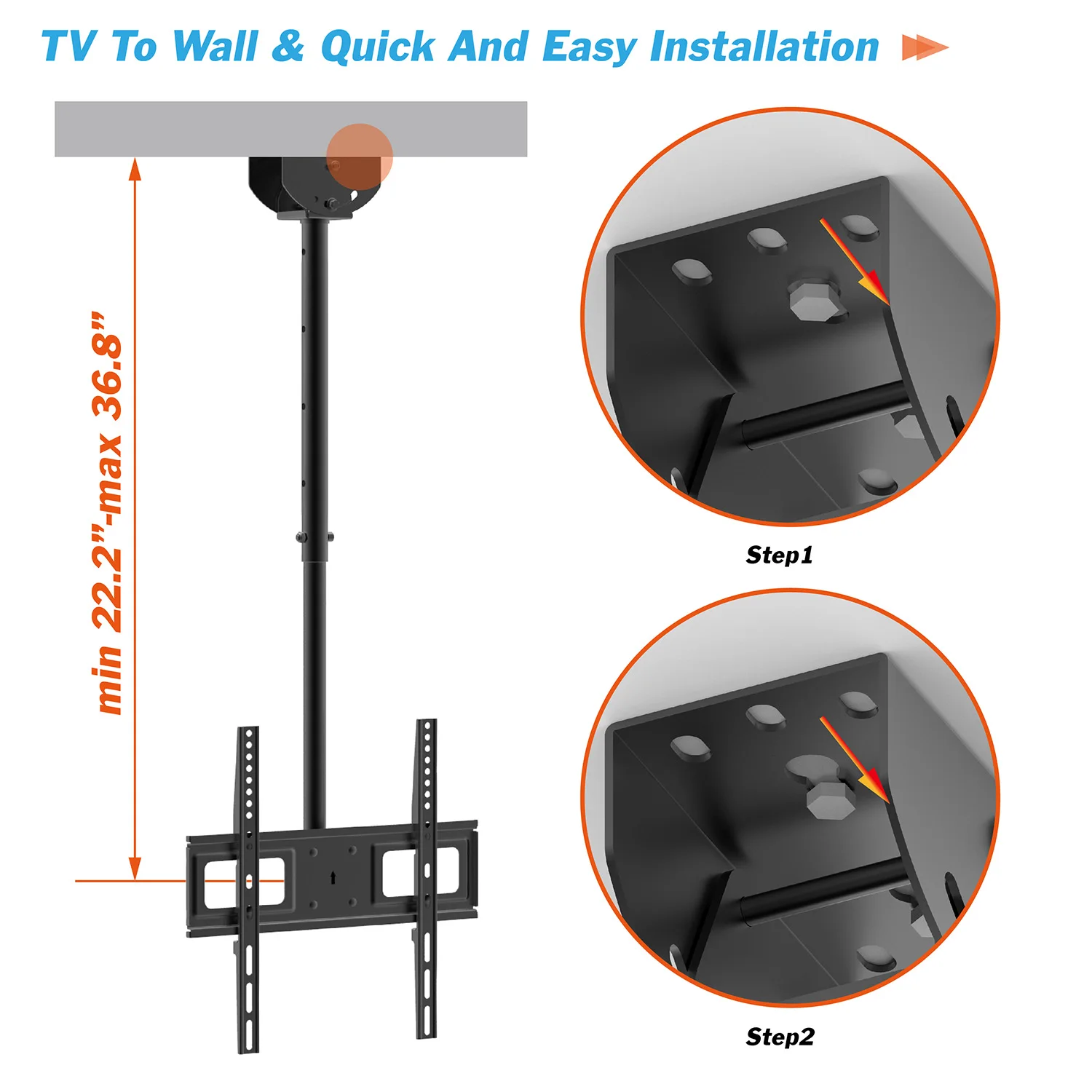 Charmount Lcd 360 Degree Swivel Tv Bracket Max Vesa 400*400mm Drop Down ...