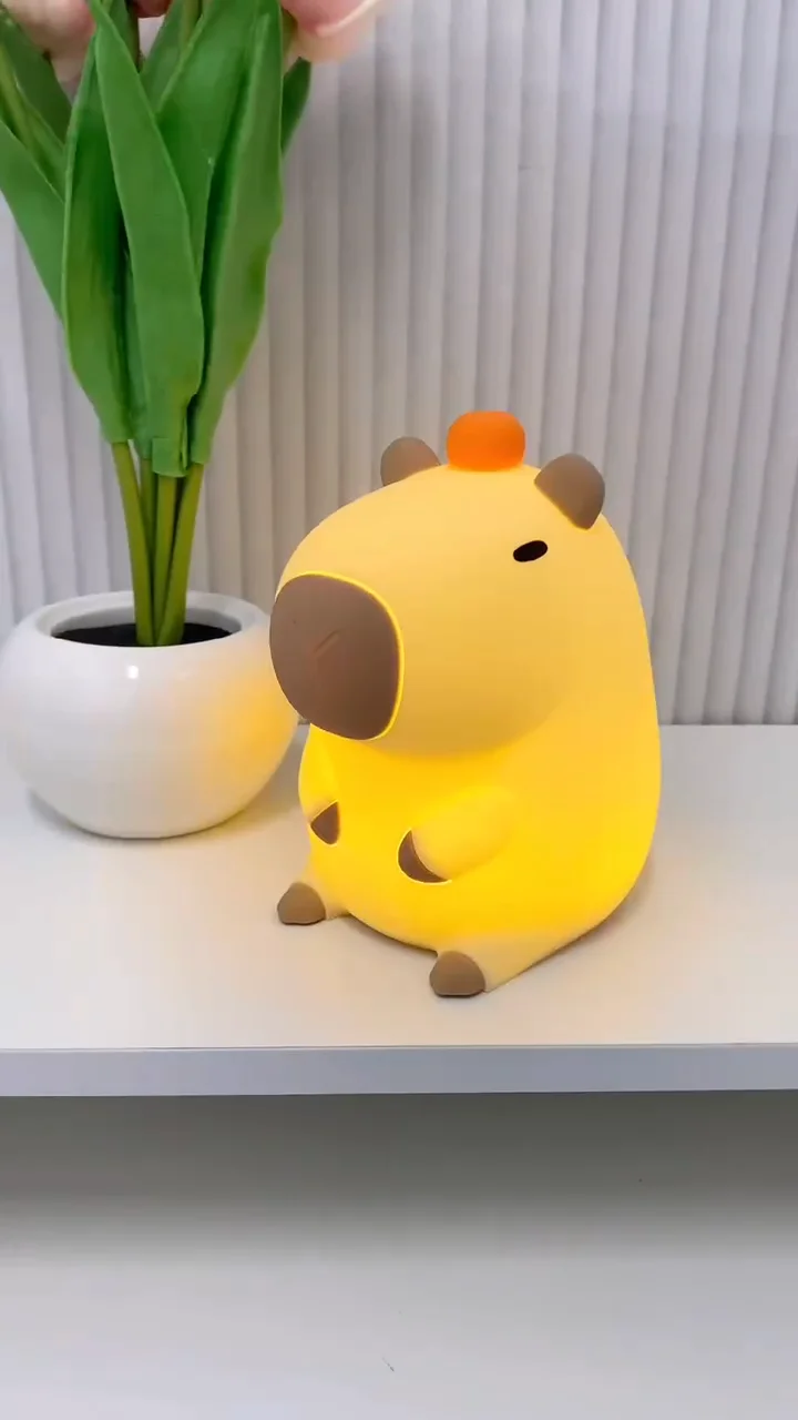 Capybara Cute Bedside Lamp Rechargeable Night Light Ornament Warm White ...