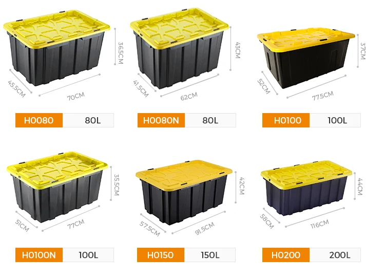 200L Stackable Plastic Storage Tote with Lid - Multifunctional ...