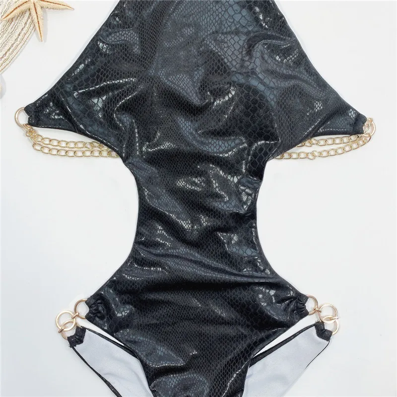 Shop Custom Shiny Leather Fabric Beachwear - Women's Swimsuits