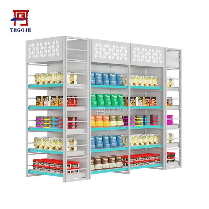 Supermarket Four Column Shelves Display Racks Heavy-Duty Metallic ...