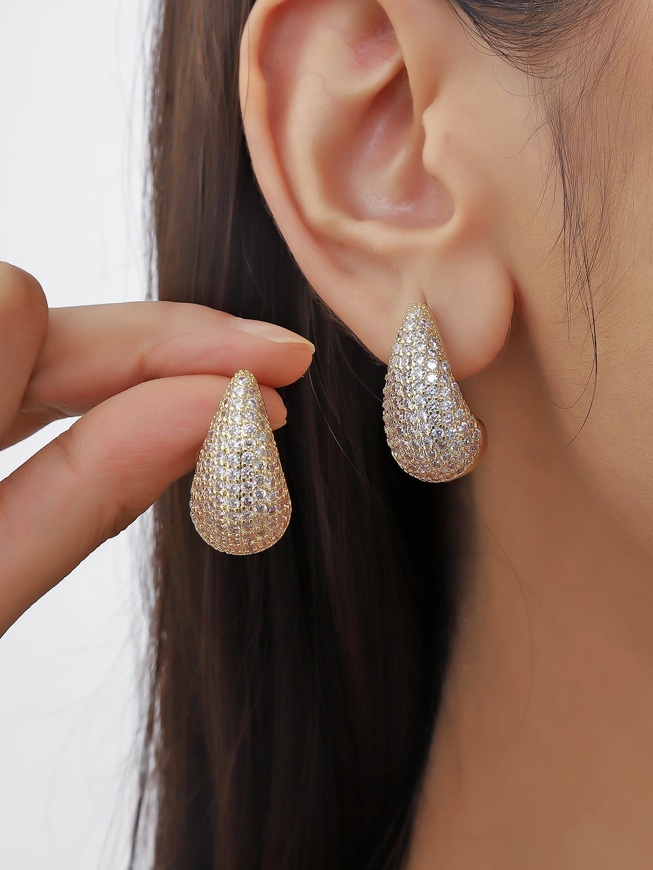 New Arrival Water Drop Earrings Cubic Zirconia Fashion Jewelry Silver ...