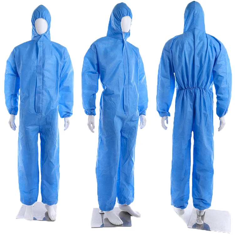 Disposable Ppe Suit Safety Blue 55gsm Sms Flame Retardant Protective ...