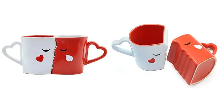 Red Heart Shaped Mugs Plain Mugs Ceramic For Printing Wit Heart Handle ...